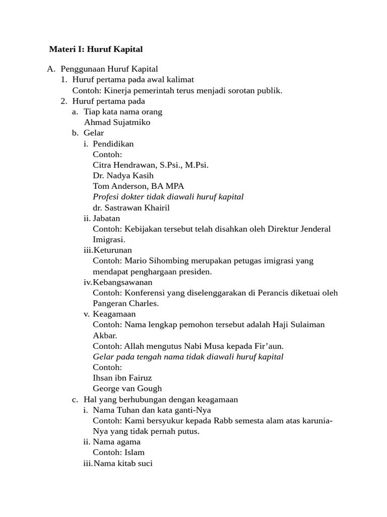 Huruf Kapital Dan Penggunaan Tanda Baca | PDF