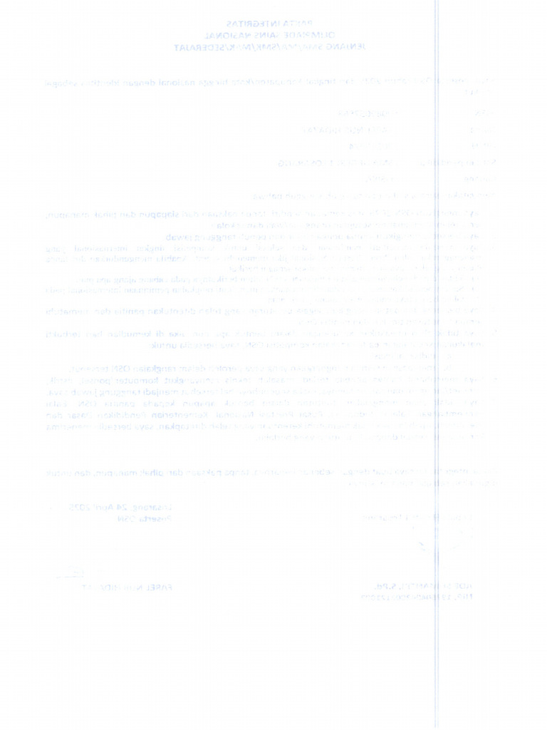 Pakta Integritas Osn 2025 - 000151 | PDF