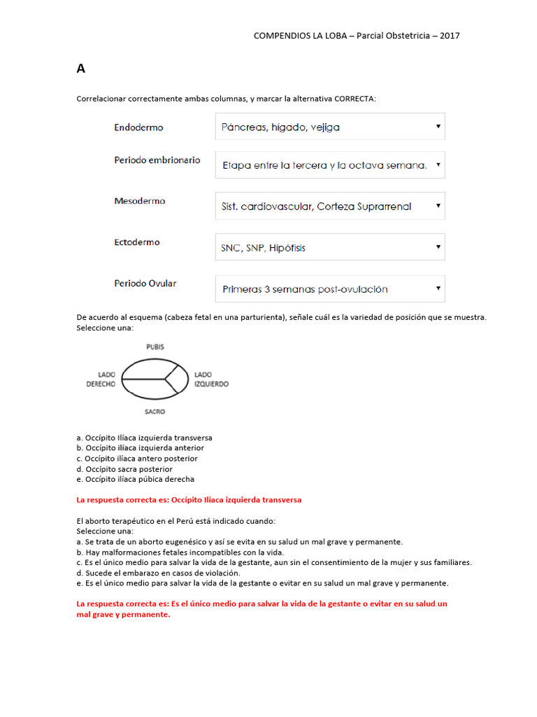 Parcial Obstetricia 2017 | PDF | El embarazo | Parto