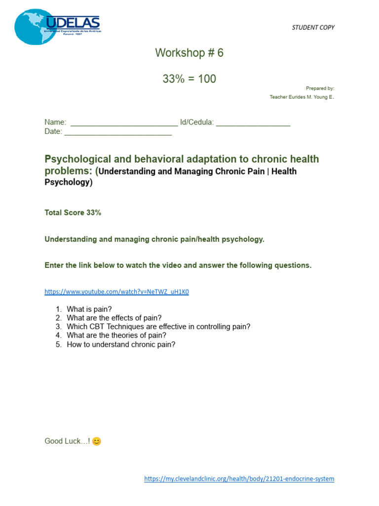 Workshop 6 How To Understand Chronic Pain | PDF