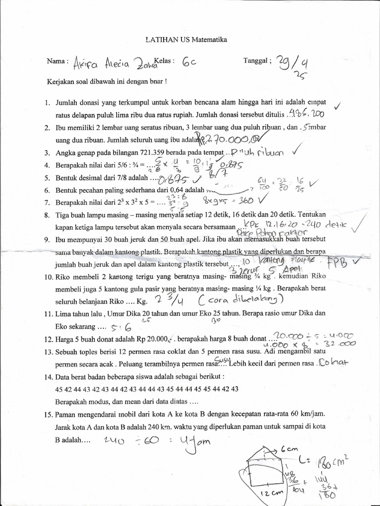 Latihan US Kelas 6 SD | PDF