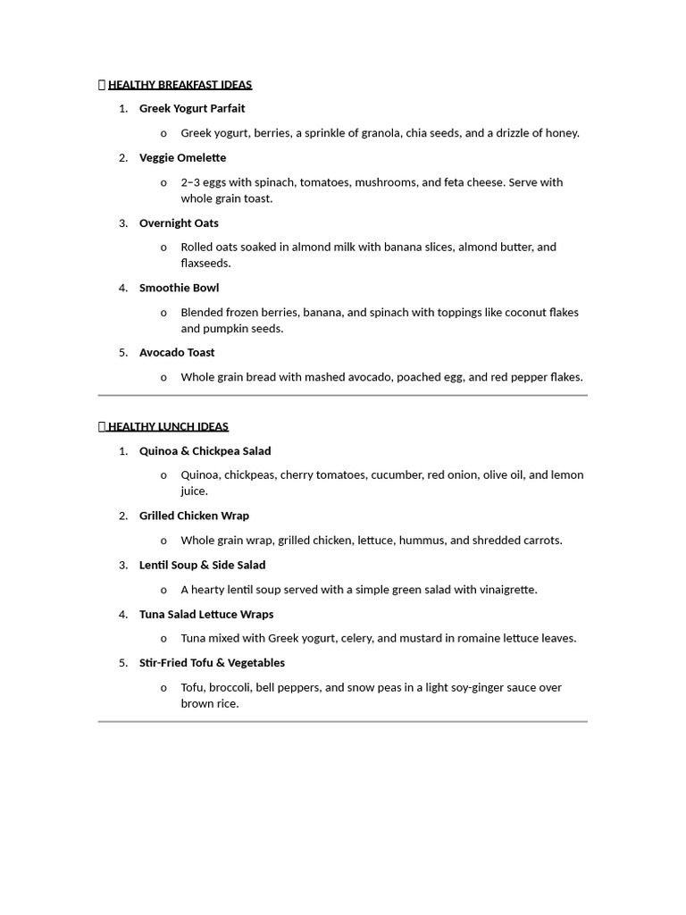 Healthy Food Proposals | PDF