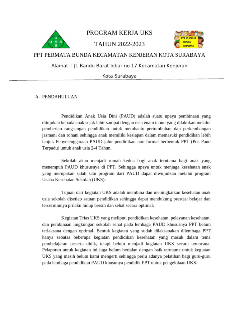 PROGRAM KERJA UKS PPT (1) | PDF