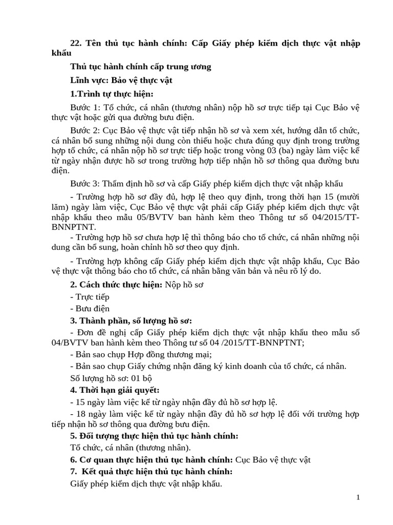 22.cap Giay Phep Kiem Dich Thuc Vat Nhap Khau | PDF