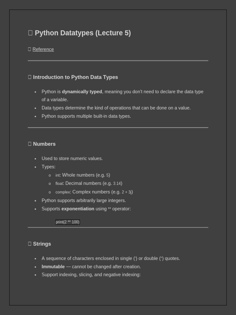 Lecture 5 (Datatypes Overview) | PDF