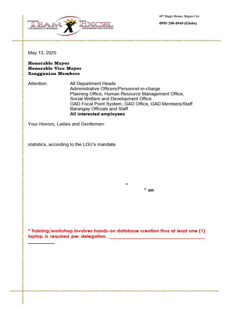 Letter of Invitation GAD Database | PDF