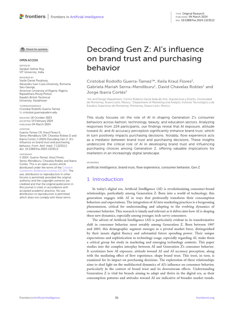 Decoding - Gen - Z - AI's - in Uence - o - Trust - and - Purchasing - Behavior 1 | PDF ...