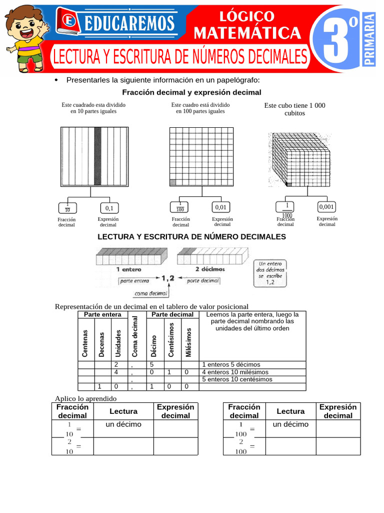 Lectura y Escritura de Números Decimales | PDF | Decimal | Codificaciones