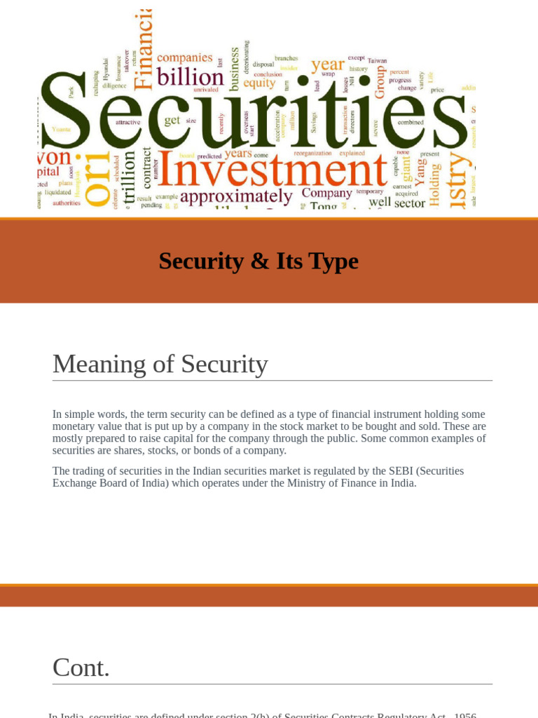Security & Its Type | PDF | Securities (Finance) | Bonds (Finance)