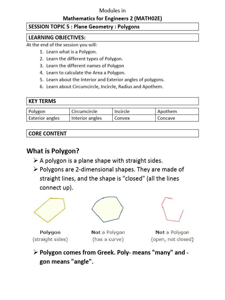 MATH02E Module 5 Polygons | PDF | Polygon | Area