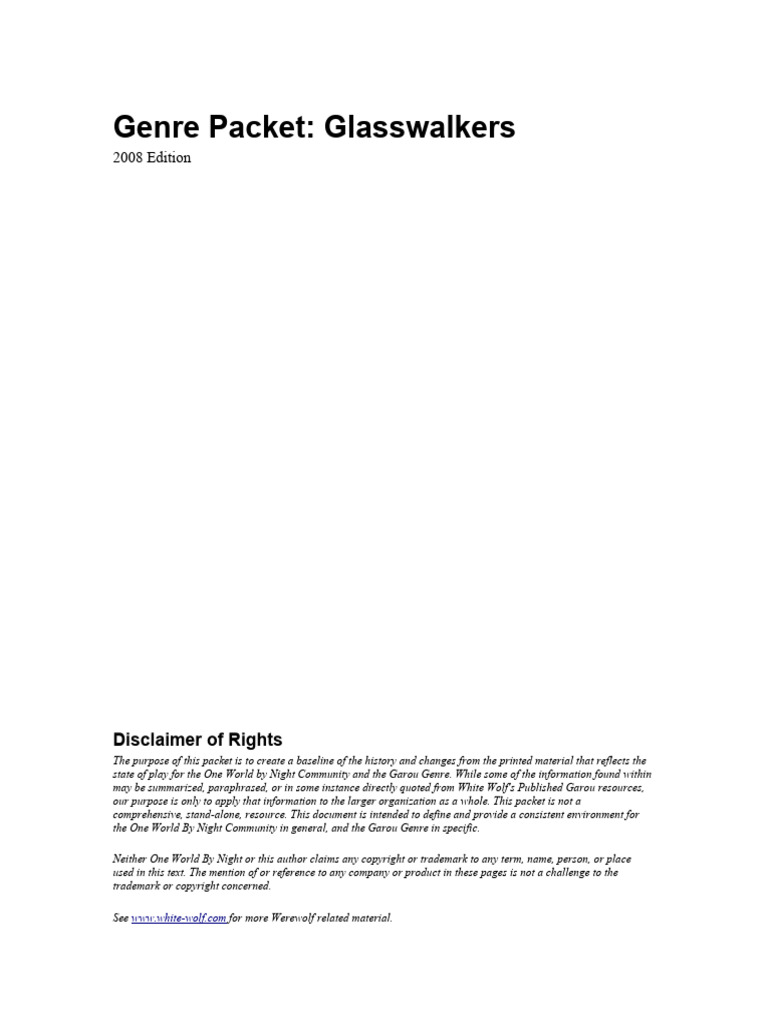 OWbN Glass Walker Packet 2008 | PDF