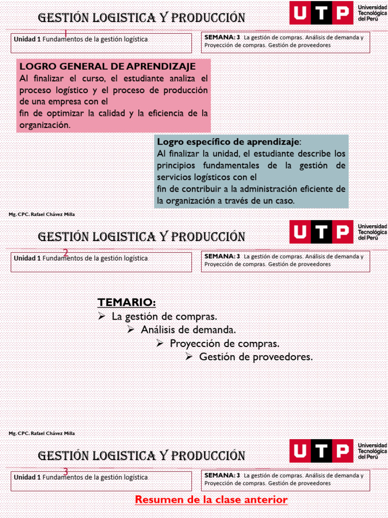 Sem-3 GLyP GESTIÓN DE COMPRAS - GESTION DE PROVEEDORE 2025-1 UTP | PDF | Logística ...