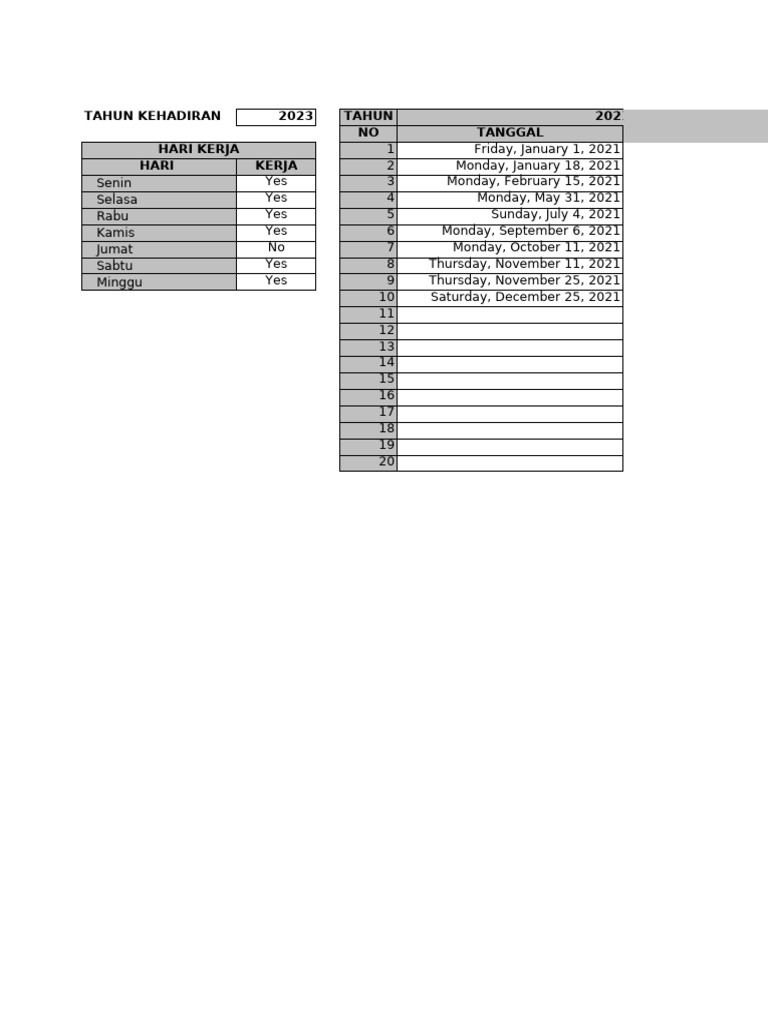 Employee - Attendance - Calendar (Simple) | PDF | Public Holiday | Holidays
