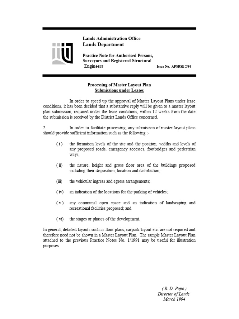 Master Layout Plan Submission Guidelines | PDF