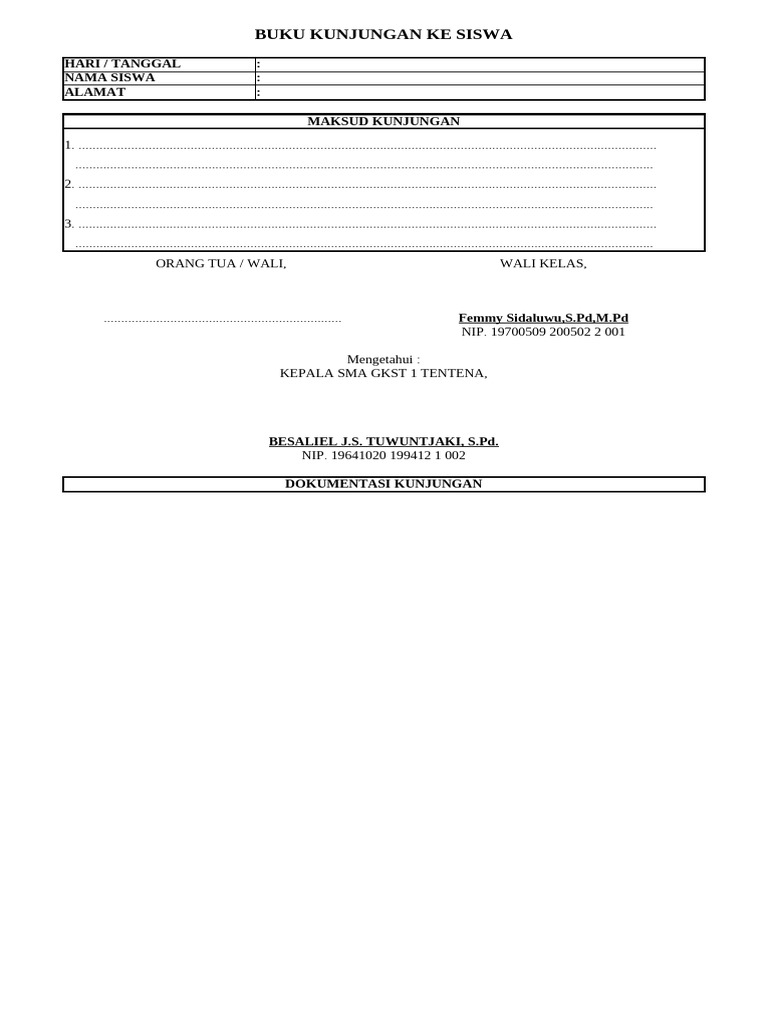 Buku Kunjungan Siswa | PDF