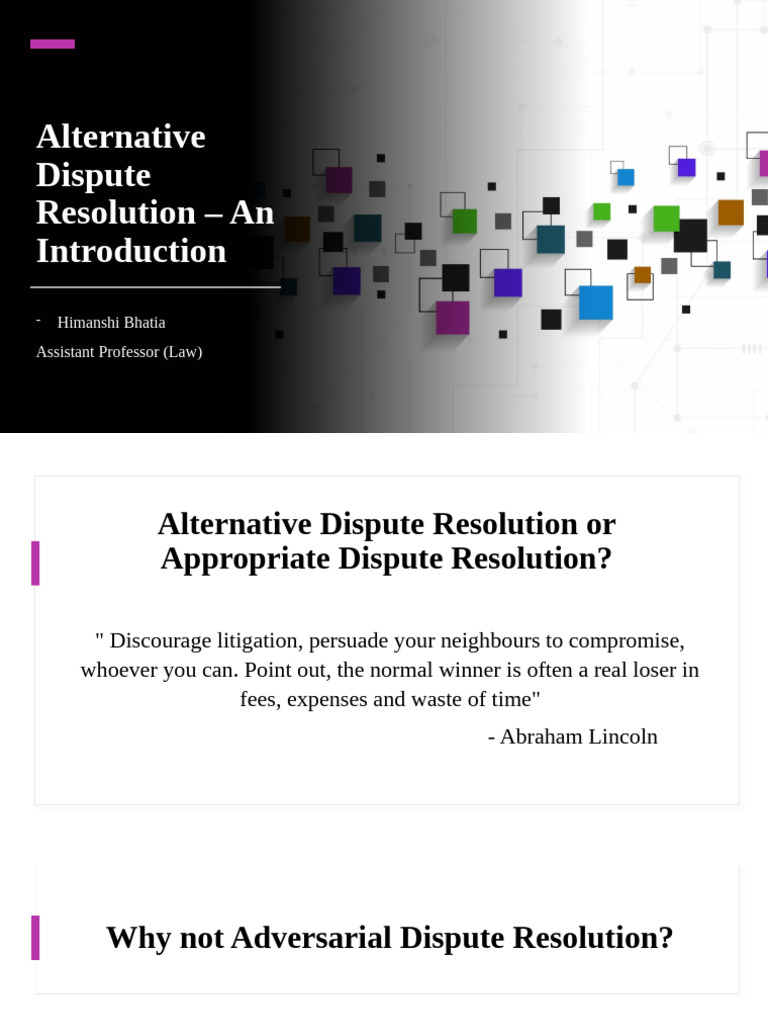 Alternative Dispute Resolution - An Introduction | PDF | Alternative Dispute Resolution | Mediation