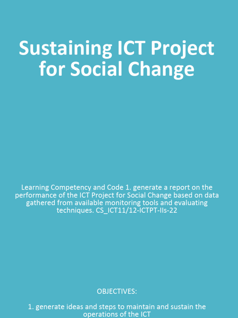 Sustaining ICT Project For Social Change | PDF | Educational Technology ...