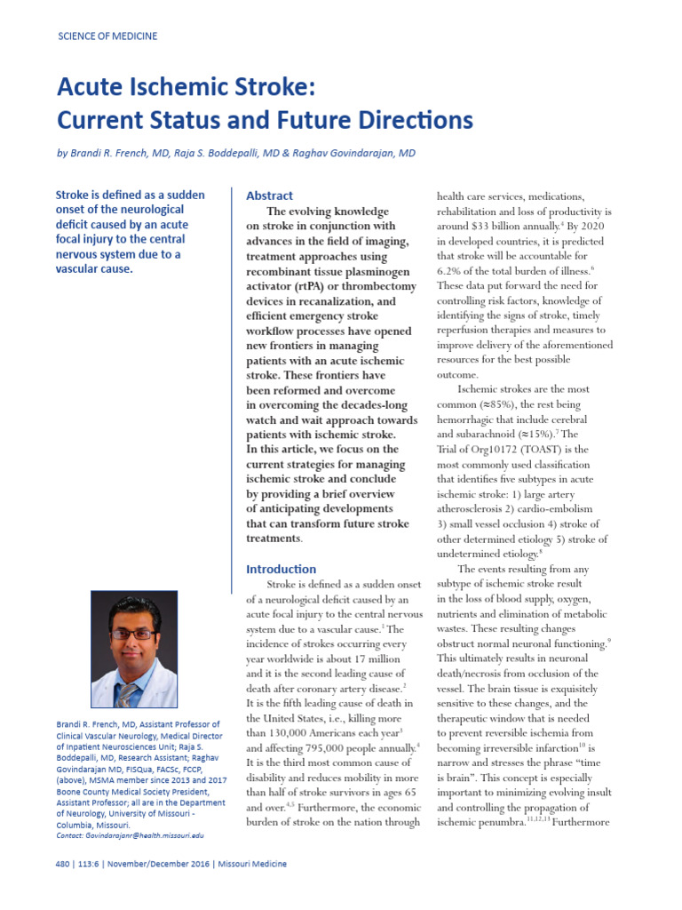 Acute Stroke - Current Treatment and Future Directions | PDF | Stroke ...