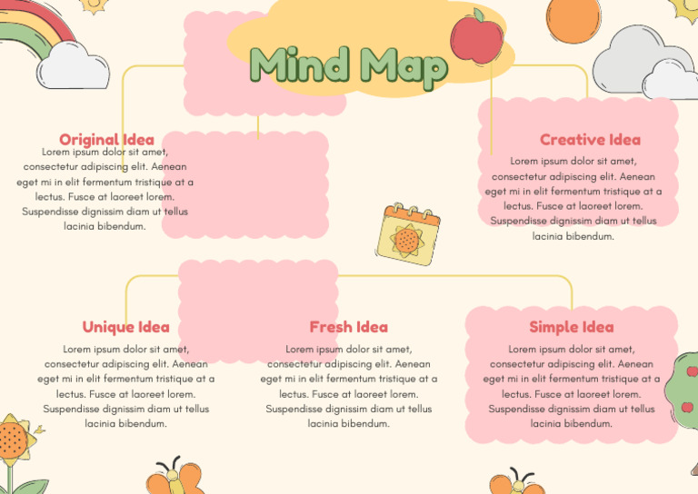 Colorful Playful Illustrative Mind Map A4 Document Landscape | PDF