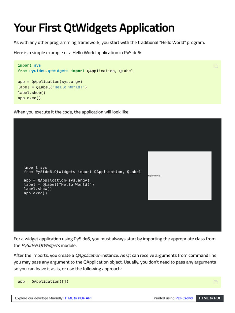 QT Io Qtforpython 6 Tutorials Basictutorial Widgets HTML | PDF