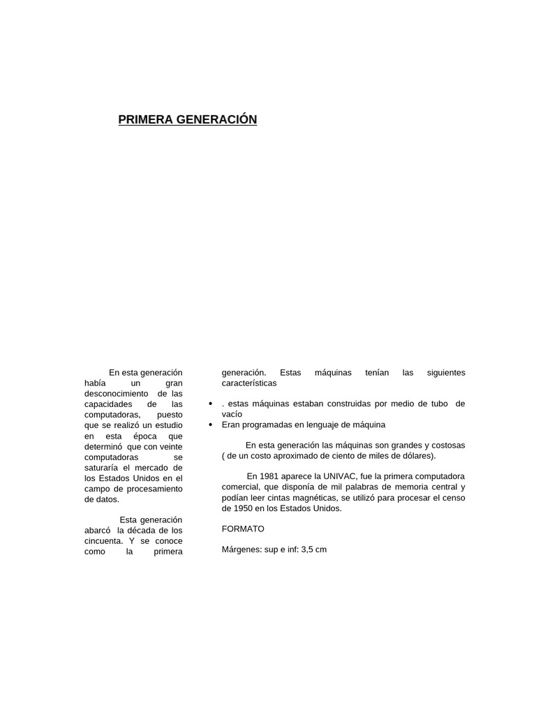 Primera Generación de Computadoras | PDF