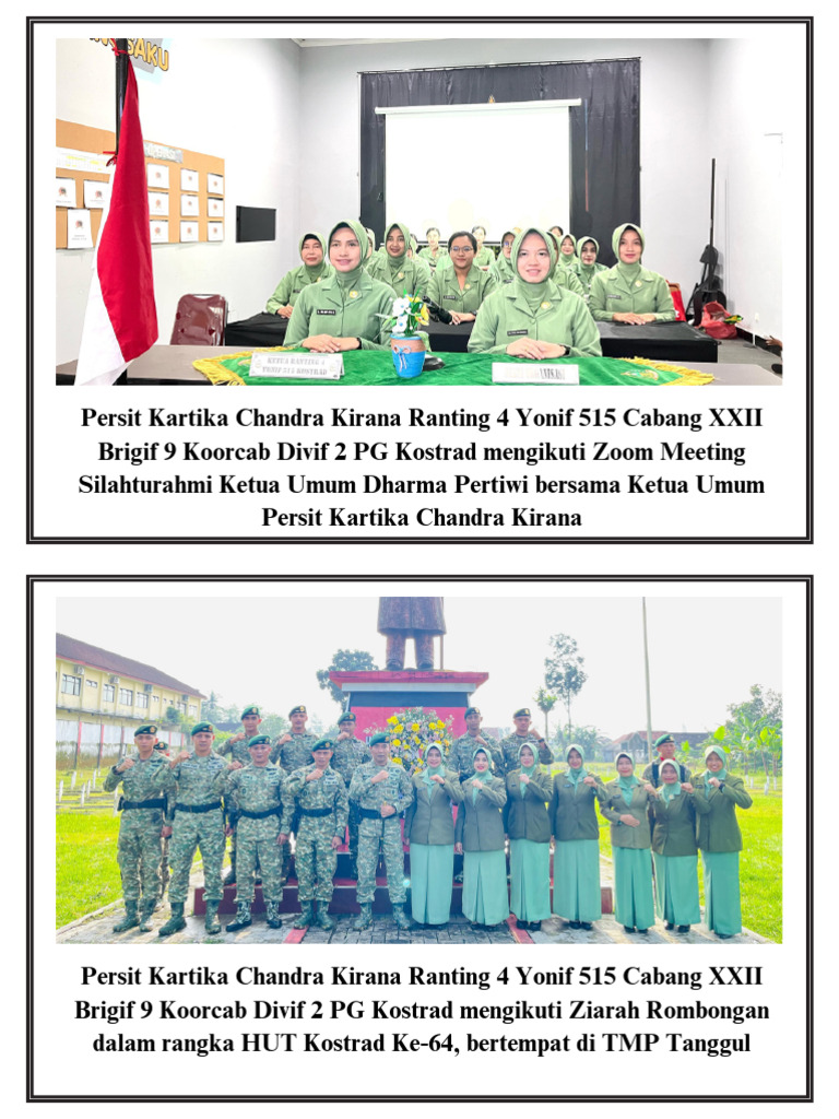 Persit Kartika Chandra Kirana Ranting 4 Yonif 515 Cabang XXII Brigif 9 Mengikuti Zoom Meeting ...