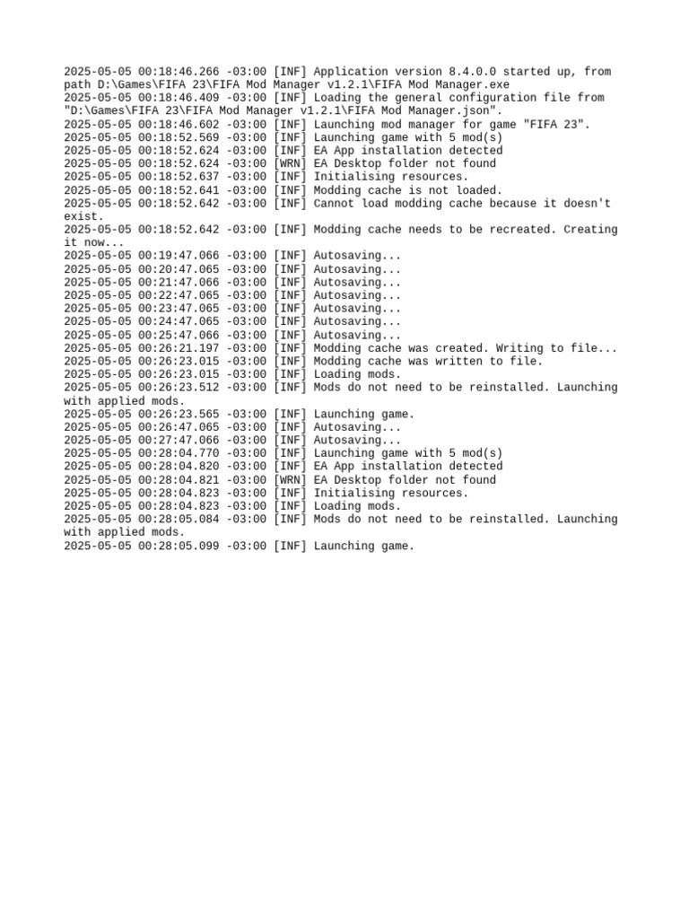 FIFA Mod Manager v1.2.1 Launch Log | PDF