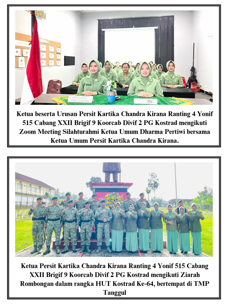 Persit Kartika Chandra Kirana Ranting 4 Yonif 515 Cabang XXII Brigif 9 Mengikuti Zoom Meeting ...