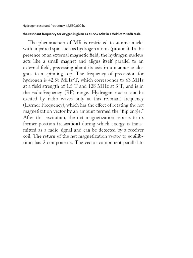Hydrogen Resonant Frequency 42 | PDF