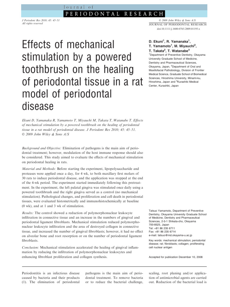 Effects of mechanical stimulation by a powered toothbrush | PDF ...