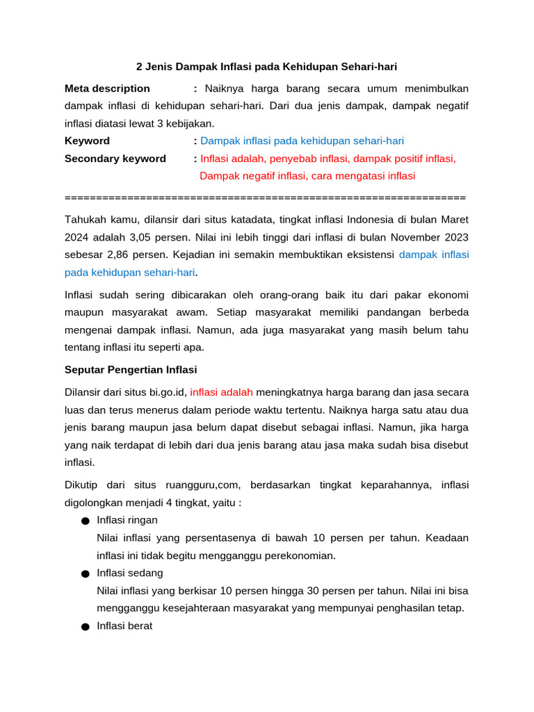 (Done Rev 2) Diya Khoirun Nisa - 2 Jenis Dampak Inflasi Pada Kehidupan ...