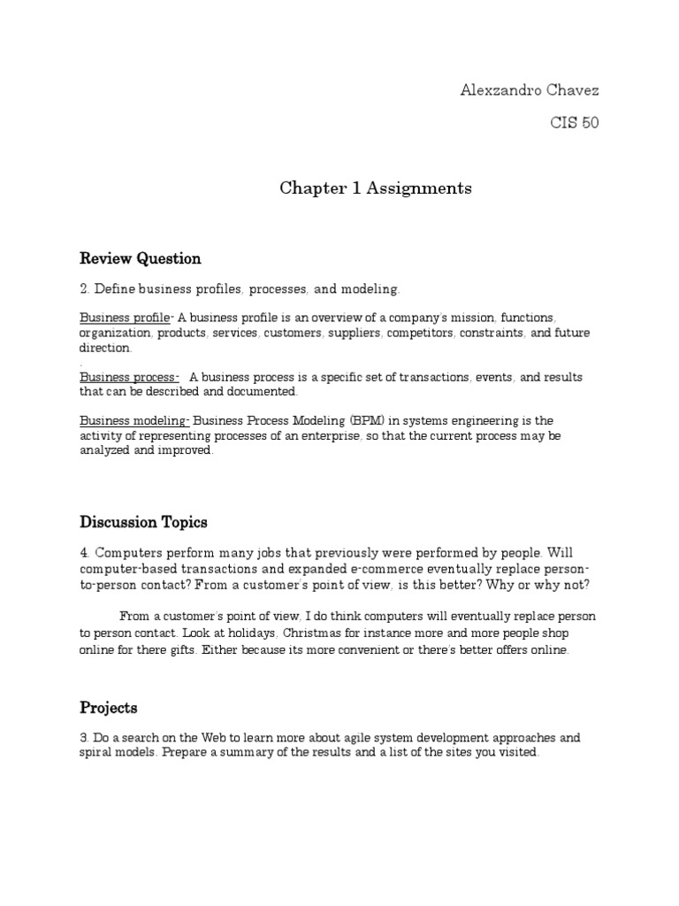 CIS 50 Chapter 1 Assignments | PDF