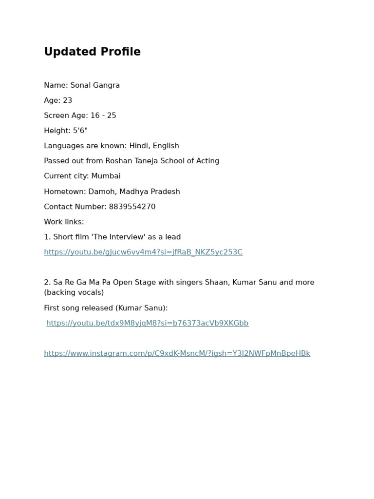 Updated Profile | PDF