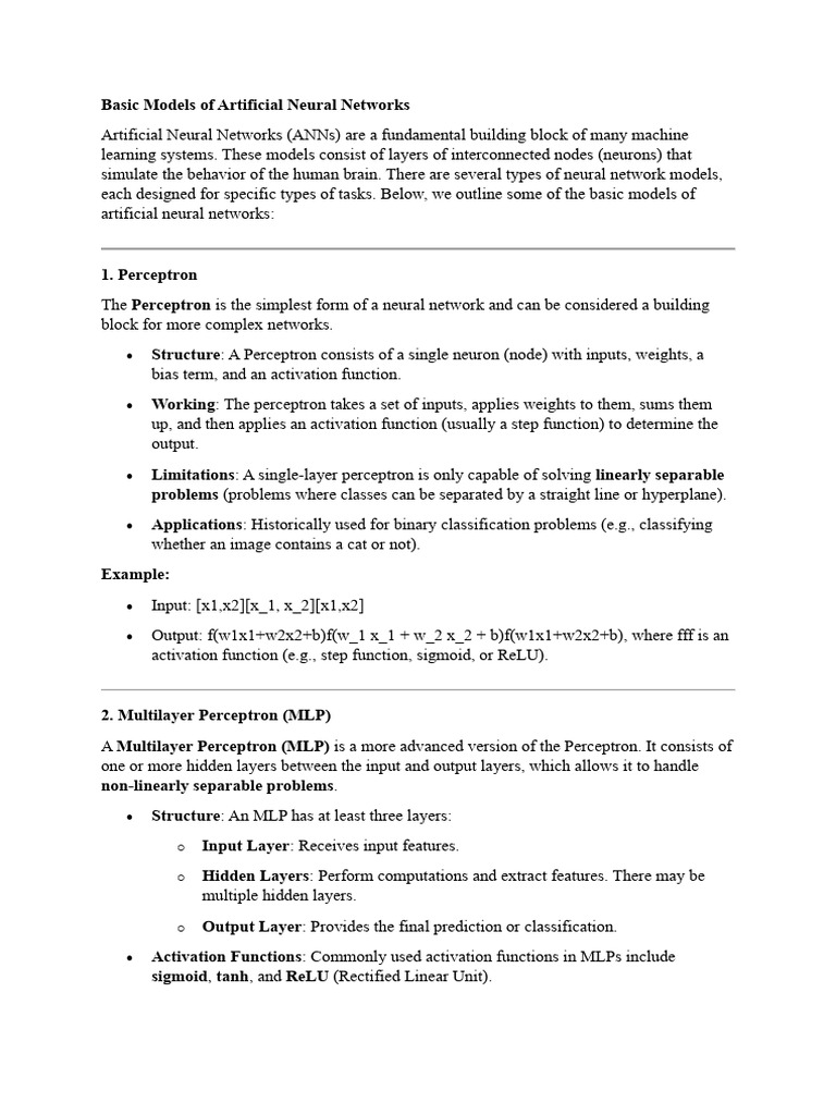 Basic Models of Artificial Neural Networks | PDF | Algorithms | Machine Learning