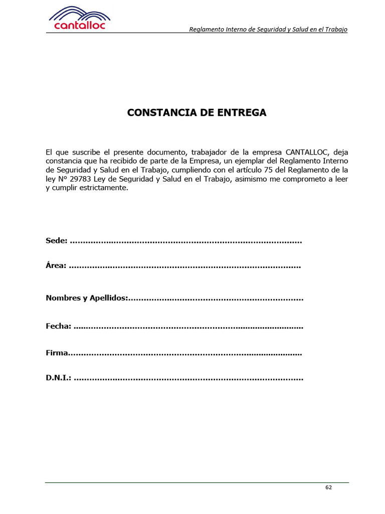 Cargo Risst Cantalloc | PDF