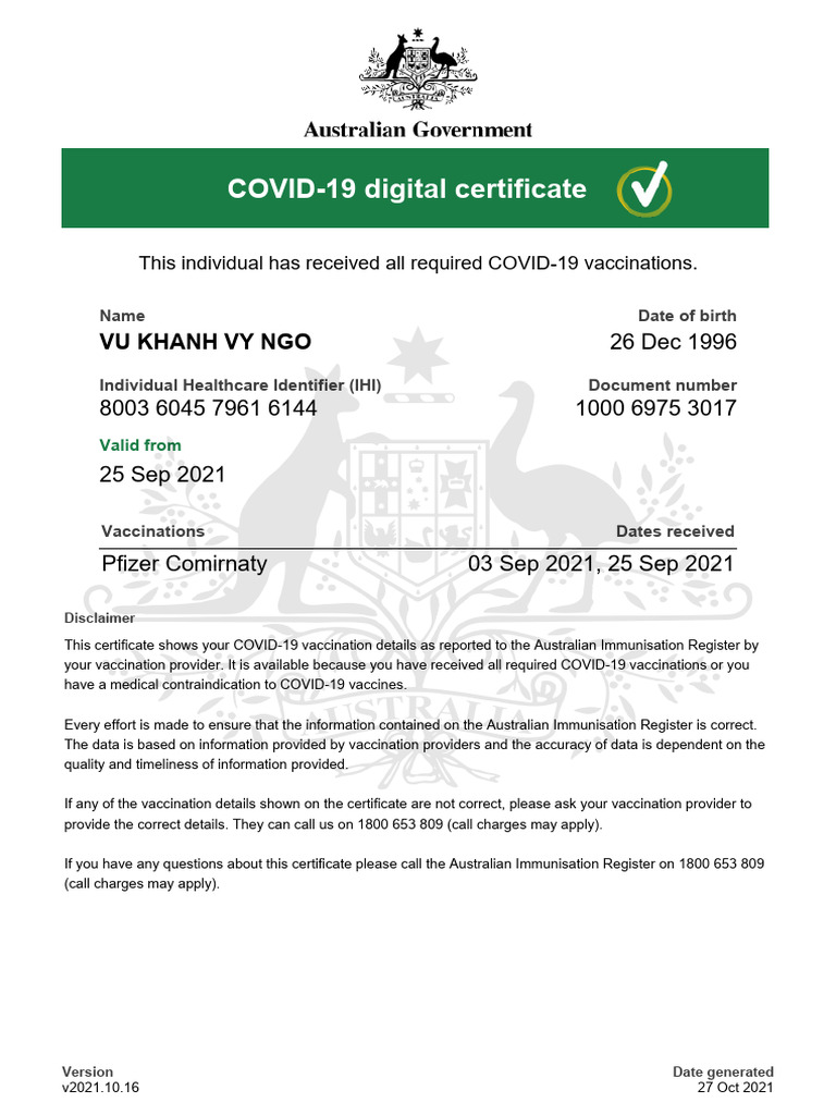COVID-19 Digital Certificate | PDF