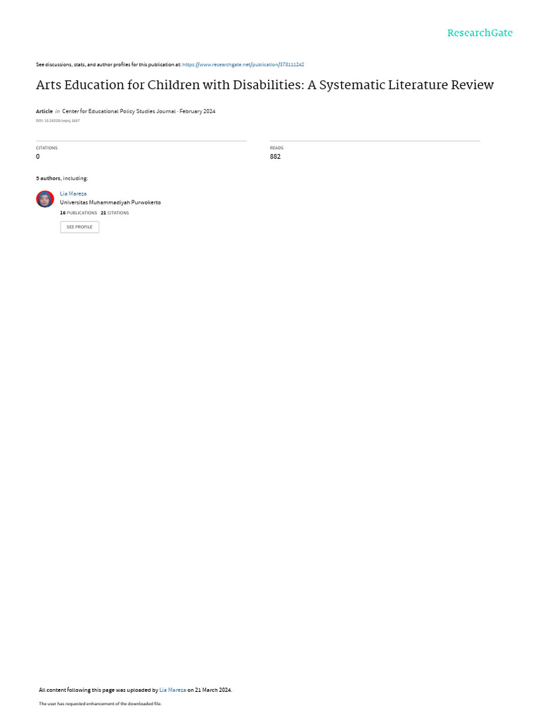 Art Education With Disabled Children | PDF | Methodology | Qualitative Research