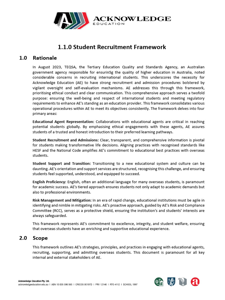 International Student Recruitment Framework | PDF