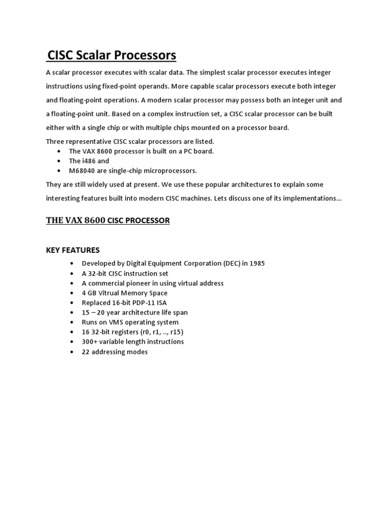 CISC Processors | PDF | Instruction Set | Central Processing Unit