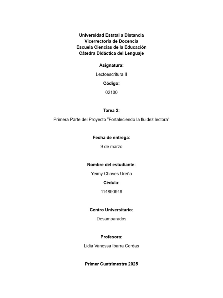 Tarea 2 - Yeimy Alexa Chaves Ureña | PDF | Lápiz