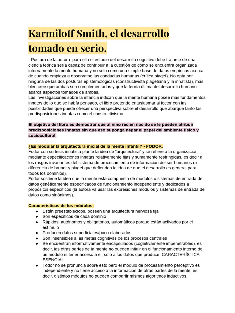 Karmiloff Smith, El Desarrollo Tomado en Serio | PDF | Mente | Aprendizaje