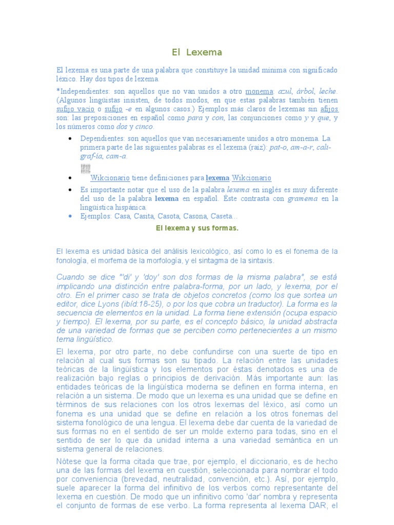 El Lexema | PDF | Palabra | Semiótica
