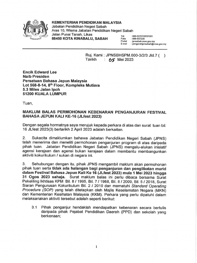 Hebahan Penganjuran Festival Bahasa Jepun 2023 | PDF