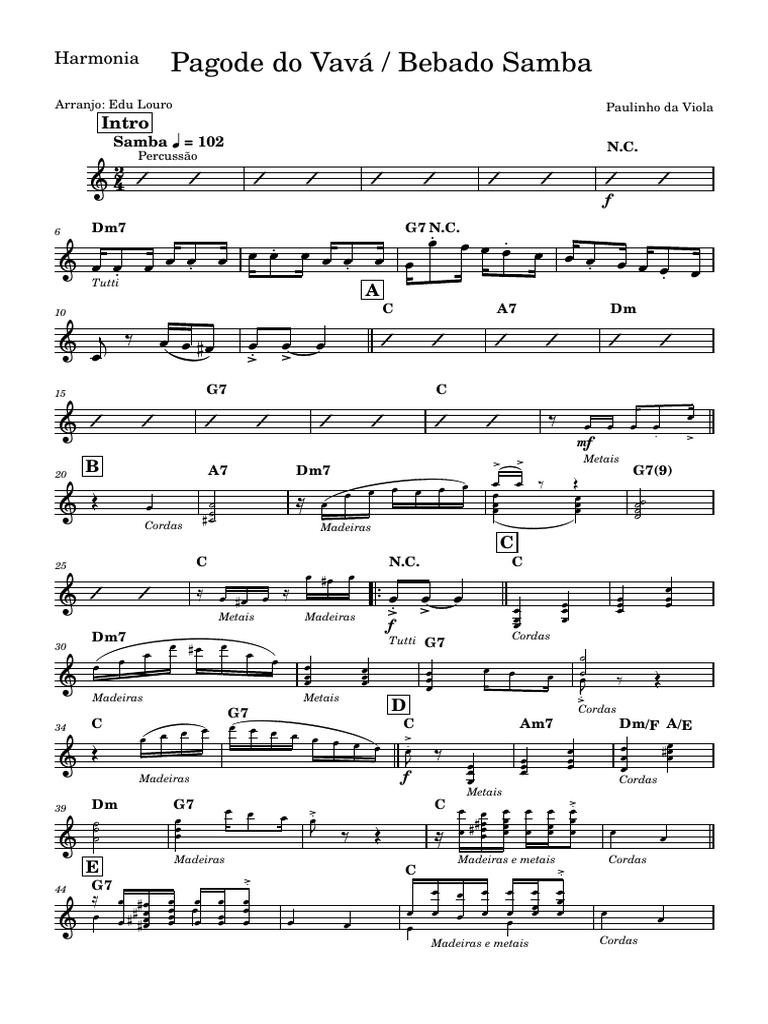 Pagode Do Vava e Bebado Samba-Harmonia | PDF | Music Of The African ...