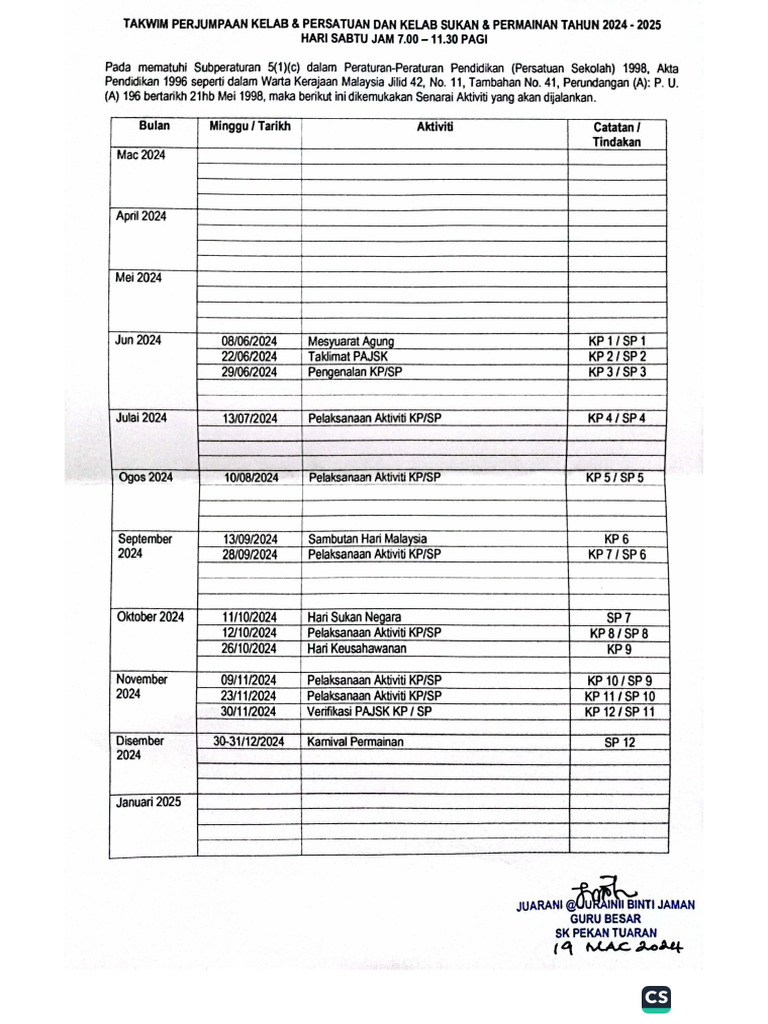 Takwim KPSP 2024-2025 | PDF