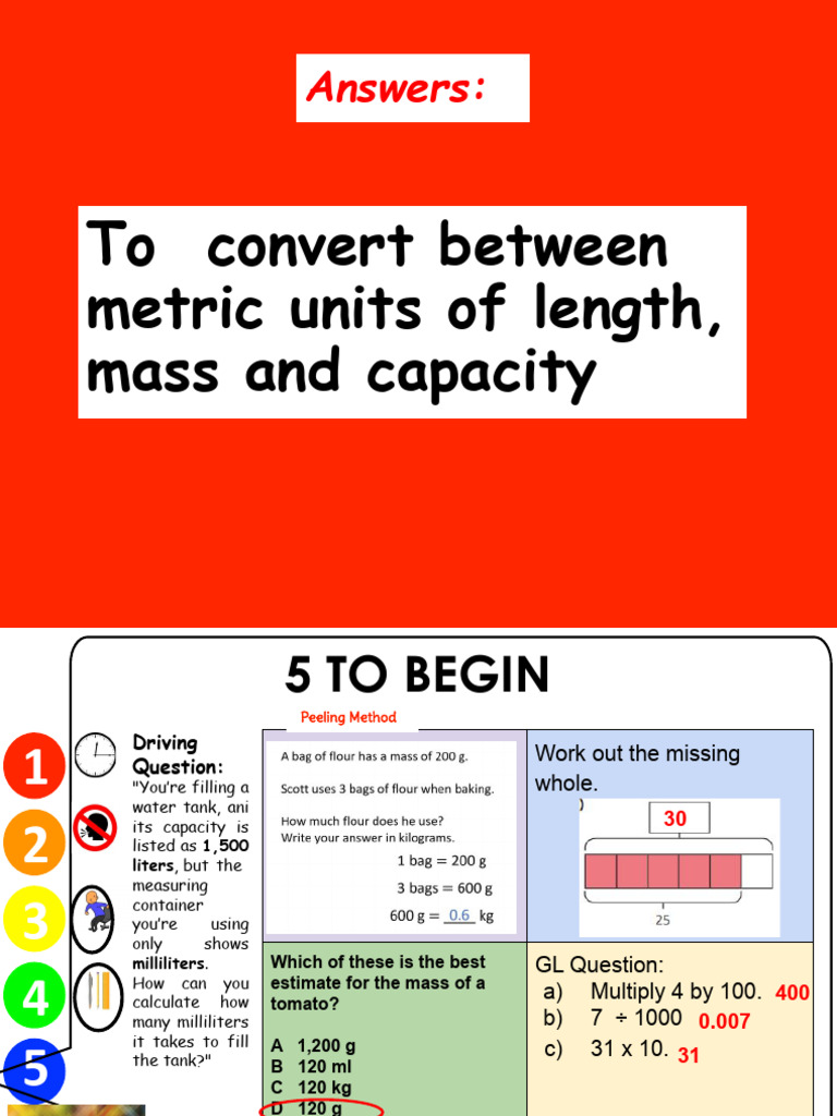 Ans.C2 W22 L2. Converting between Different Units of Metric Measures | PDF | Litre | Metrology