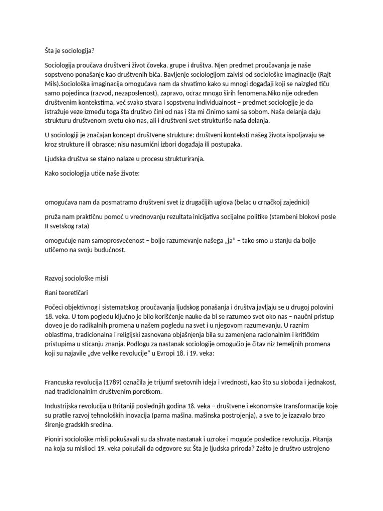 Šta Je Sociologija | PDF
