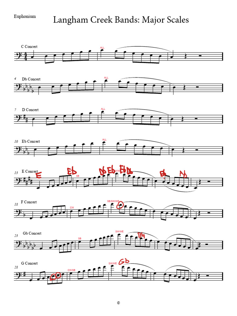 13 Euphonium - LCHS Major Scales | PDF