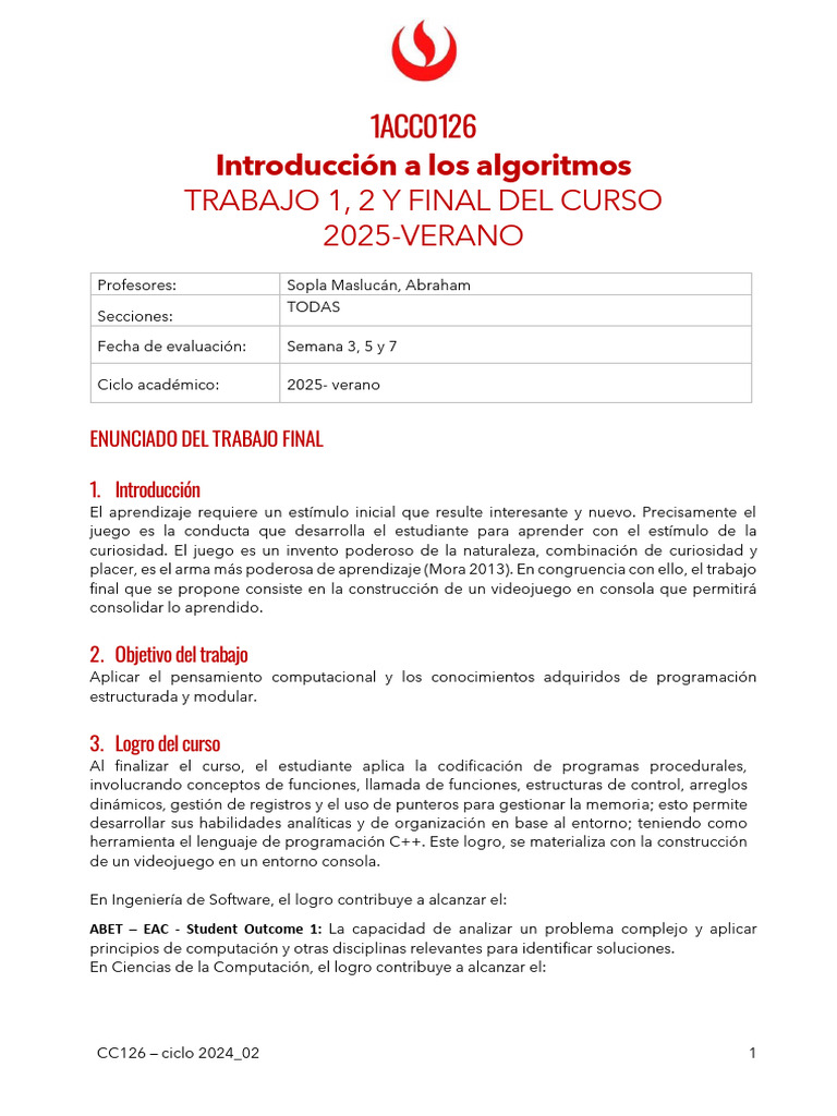 1ACC0126-Enunciado-Trabajo - Final - 2025 Verano | PDF | Diseño ...