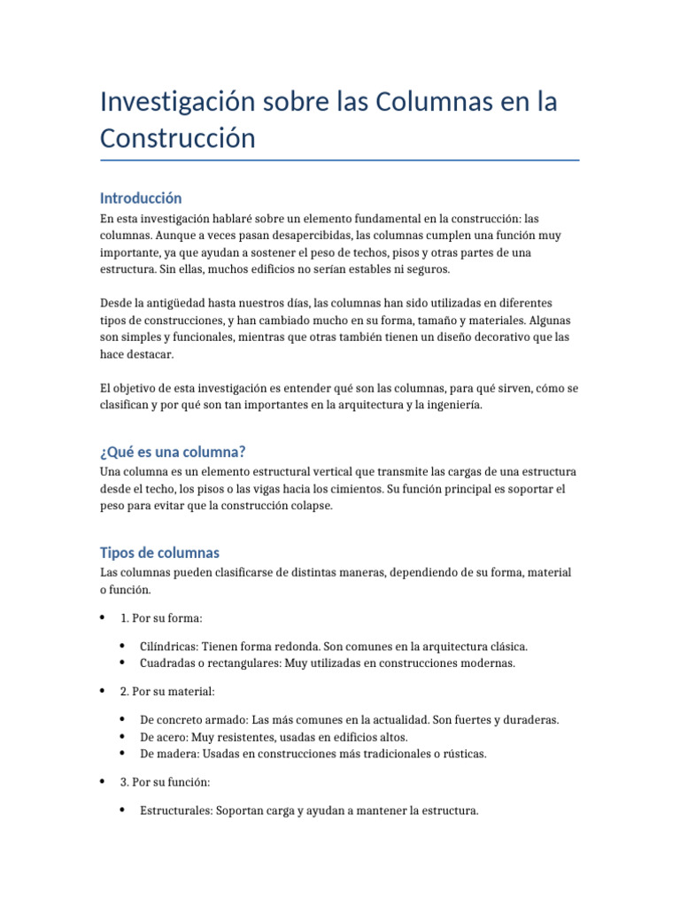 Columnas en la Construcción: Función y Tipos | PDF | Columna | Hormigón